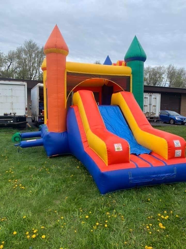22′ L X 13′ W x 15 H Slide Combo Colored Bouncy House – Luna Party Rental
