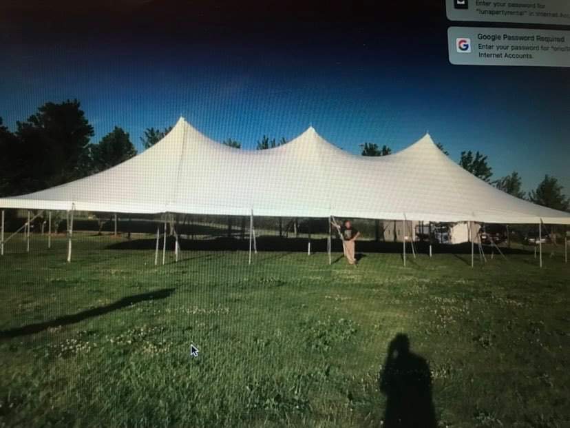 60×80 White High Peak Pole Tent – Luna Party Rental